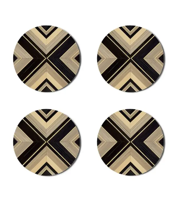 HESTIA Set Of 4 Geometrique Round Coasters - Neutral