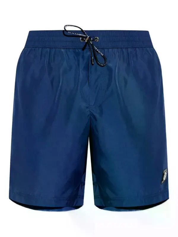 Dolce & Gabbana Logo-plaque Swim Shorts - Blue