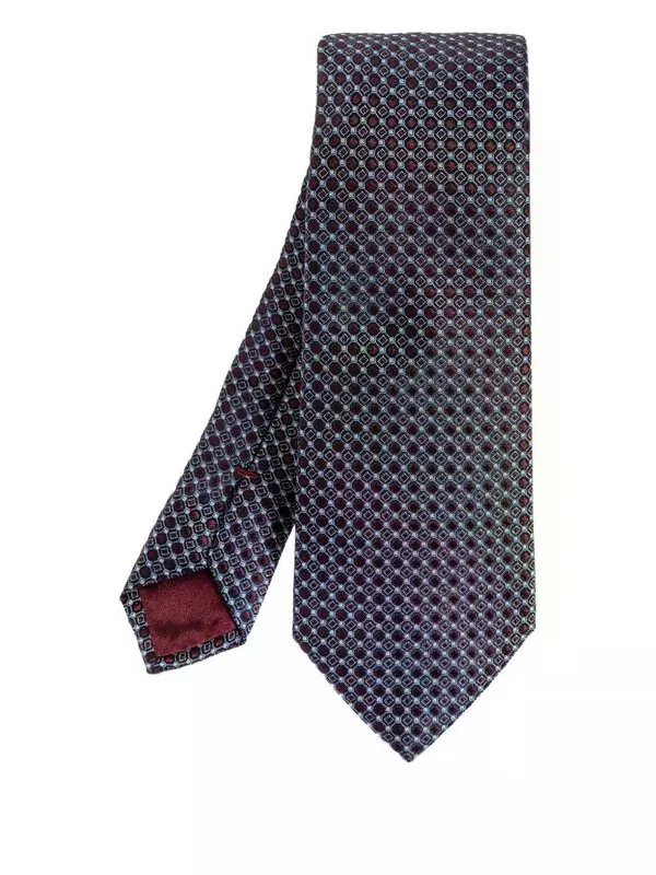 Giorgio Armani Geometric Print Tie - Blue