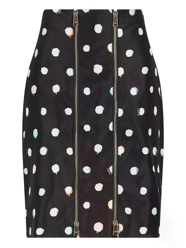 Fendi Mini Falena Dots Printed Skirt - Black