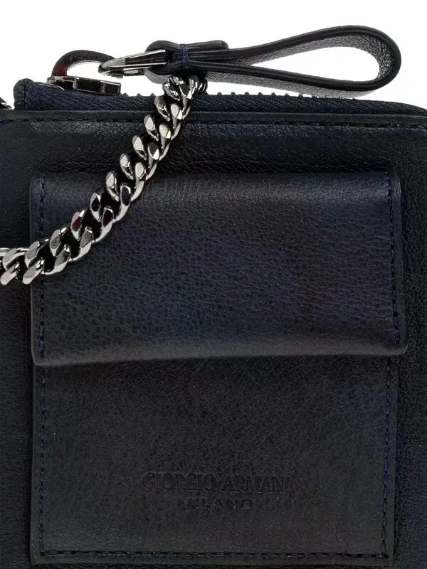 Giorgio Armani Chain Zip Leather Wallet