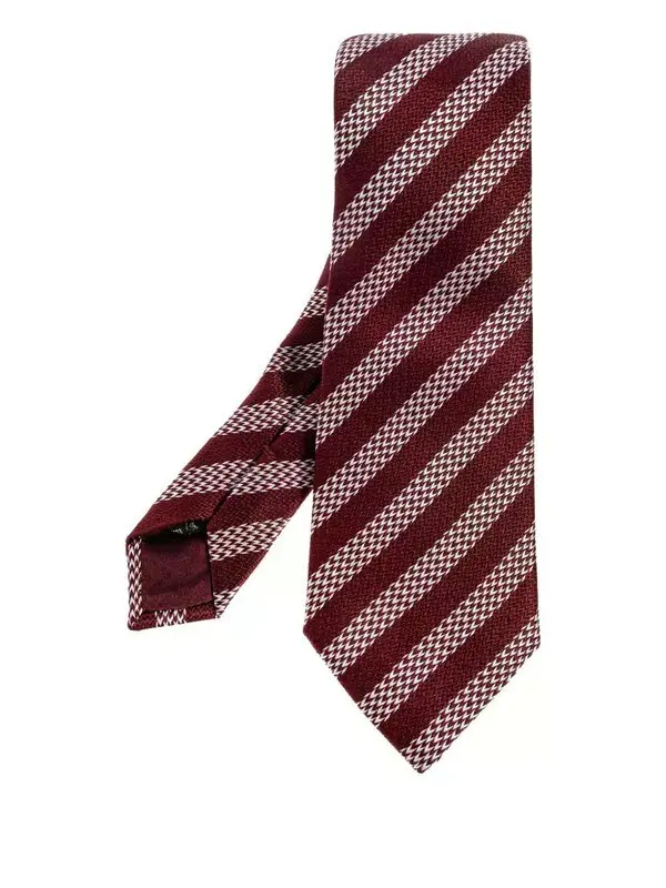 Giorgio Armani Striped Neck Tie - Red