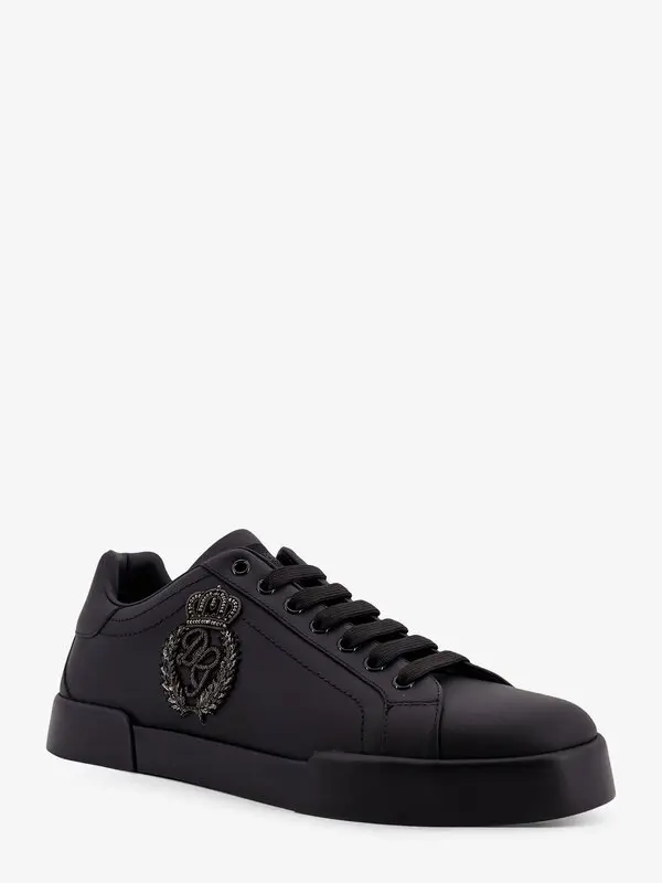 Dolce & Gabbana Leather Sneakers With Embossed Logo