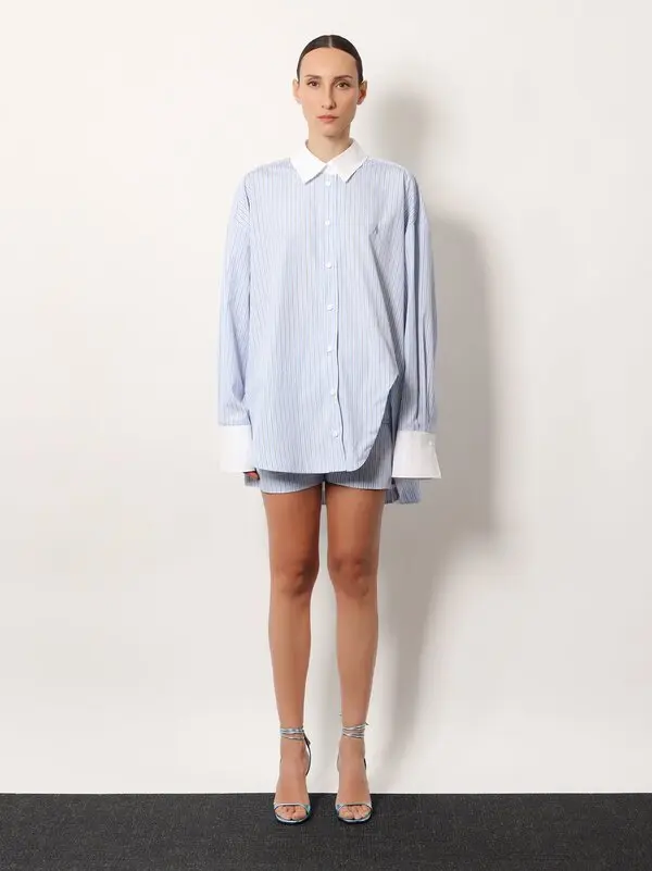 Attico Oversized Striped Shirt - Blue