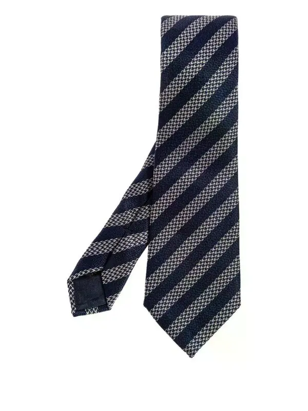Giorgio Armani Striped Silk Neck Tie - Blue