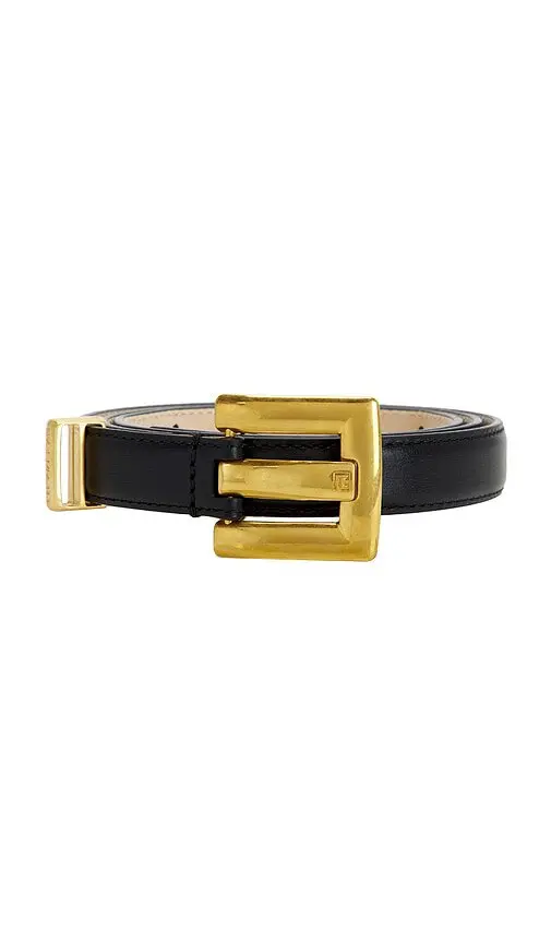 Balmain Anthem Belt With Gold-tone Buckle - Black