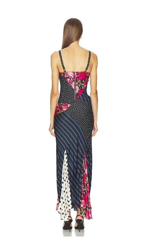 VAILLANT Asymmetric Patchwork Maxi Dress