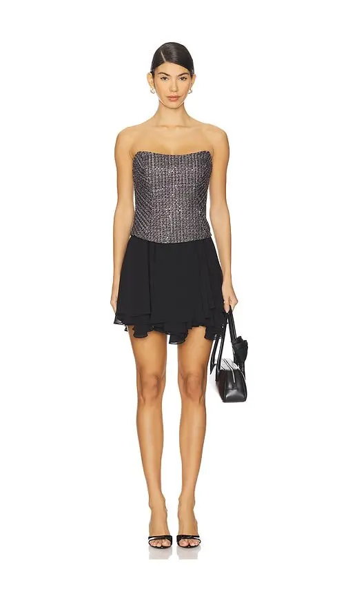 Amanda Uprichard Tweed Bodice Chiffon Dress