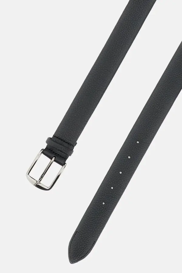 ALBERTO LUTI Leather Belt With Silver Buckle