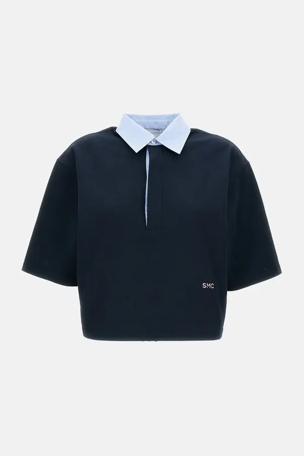 Stella McCartney Piquet Polo Cropped T-shirt - Blu
