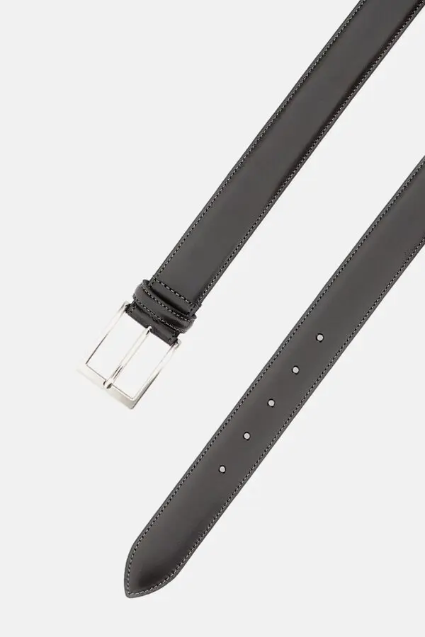 ALBERTO LUTI Leather Belt With Silver Buckle