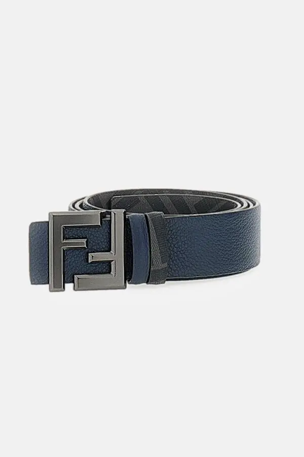 Fendi Ff Leather Belt - Blue