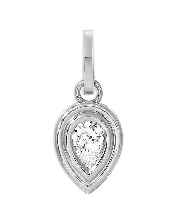 Adina Reyter Sterling Lab Grown Diamond Pear Hinged Charm Pendant - Silver