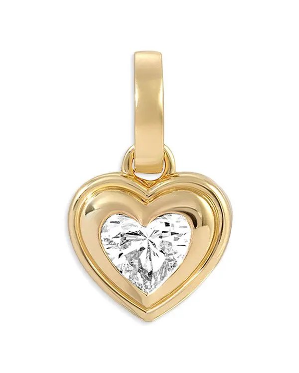 Adina Reyter 14k Yellow Lab Grown Diamond Groovy Heart Hinged Charm Pendant - Gold