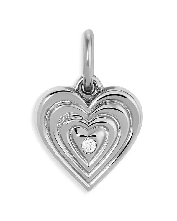 Adina Reyter Sterling Diamond Heart Locket Charm Pendant - Silver