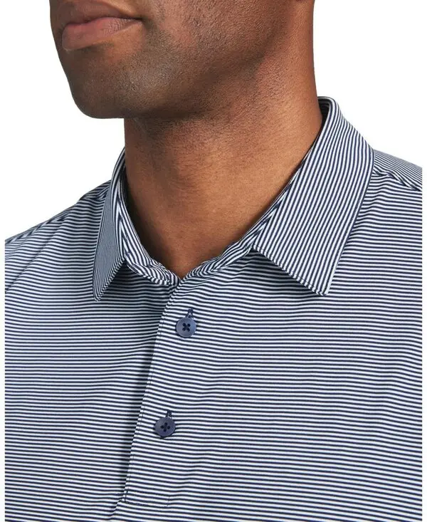 Mizzen+main Versa Short Sleeve Polo - Navy Light Blue Stripe