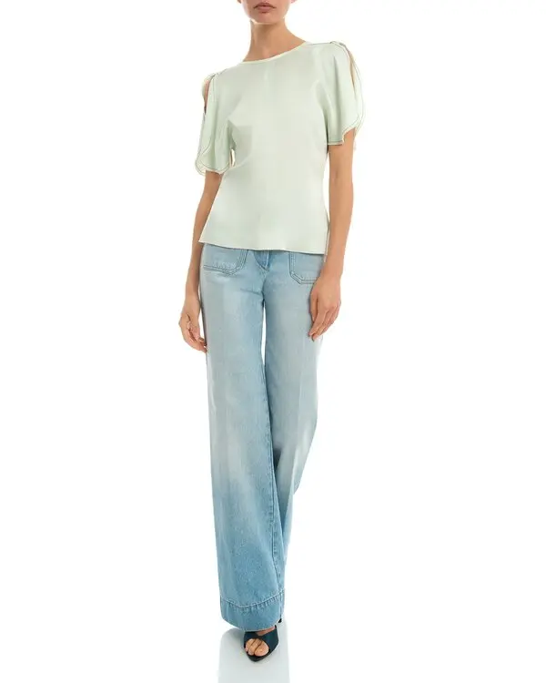 Victoria Beckham Draped Sleeve Top - Aloe
