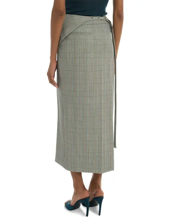Victoria Beckham Plaid Wrap Skirt - Blue/grey Multi