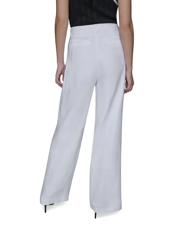 Karl Lagerfeld Paris Linen Blend Wide Leg Pants - Soft White