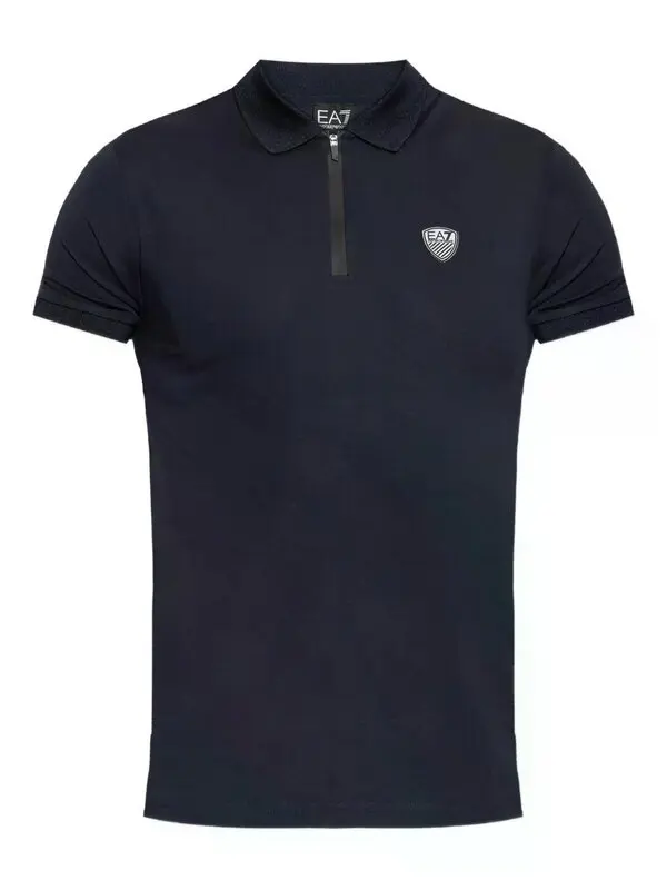 Emporio Armani Zip Logo Polo Shirt - Blue