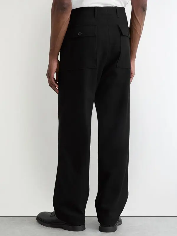 REISS Wool-blend Wide-leg Trousers - Black