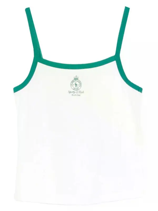 SPORTY & RICH Logo-embroidered Tank Top - White