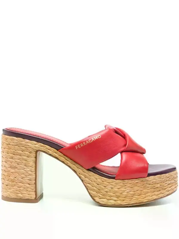 FERRAGAMO 90mm Knot-detail Platform Sandals