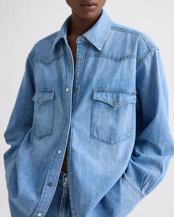 TWP Oversized Rancher Denim Shirt - Vintage Wash