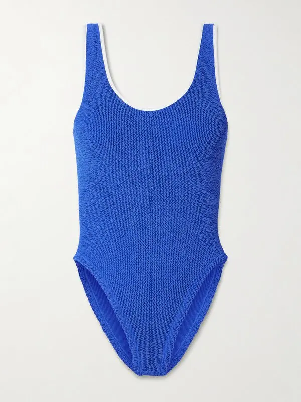 Hunza G Faye Two-tone Original Crinkle Swimsuit - Blue