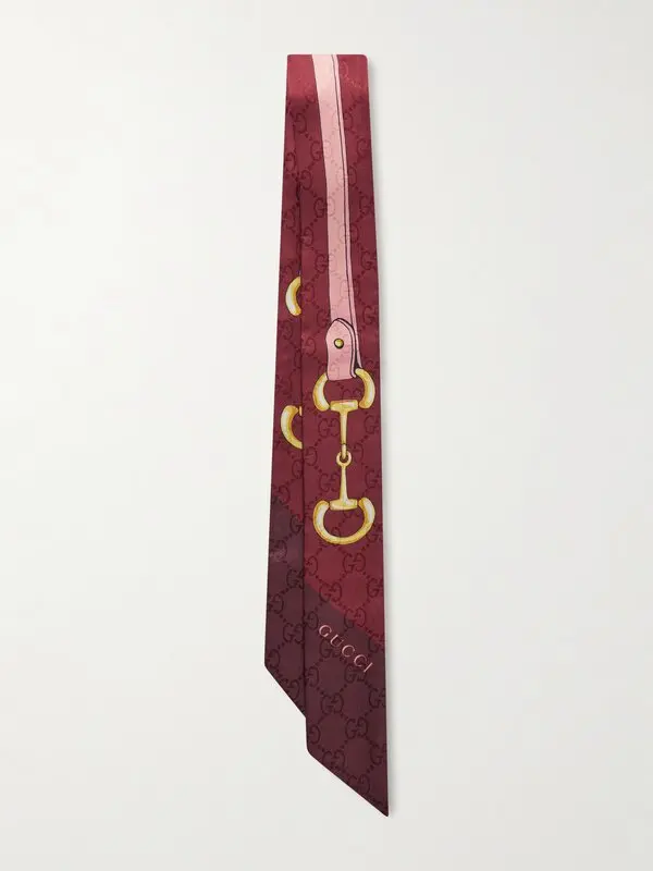 Gucci Printed Silk-twill Jacquard Scarf - Burgundy