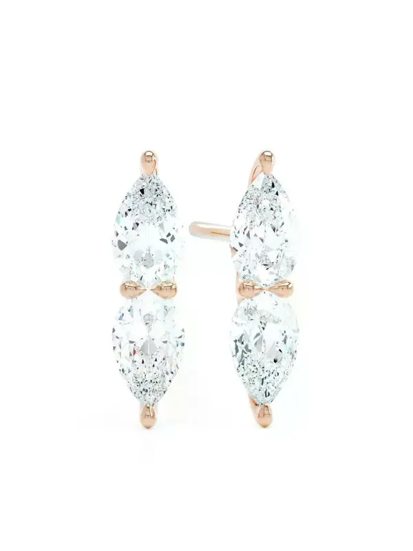 LOEV 18kt Recycled Rose Gold Double Pear Diamond Earrings