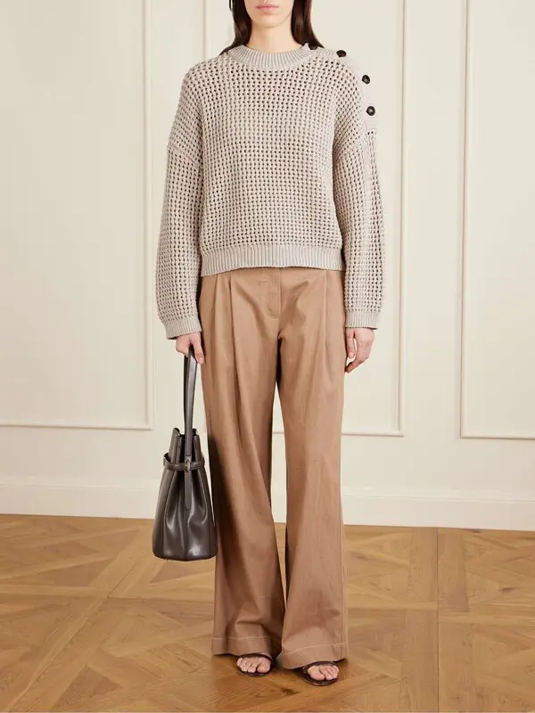 Brunello Cucinelli Open-knit Cotton-blend Sweater