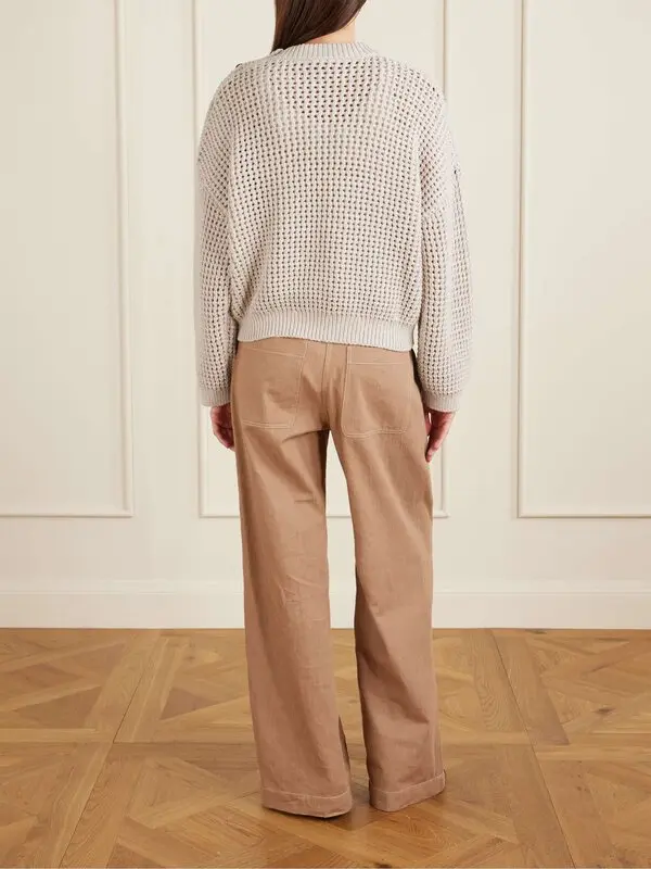 Brunello Cucinelli Open-knit Cotton-blend Sweater