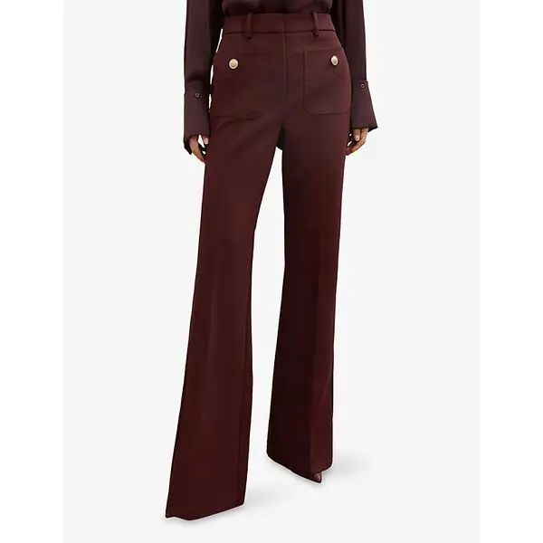 REISS Flared-leg Woven Trousers