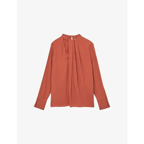 REISS Marta Drape-detail Woven Blouse
