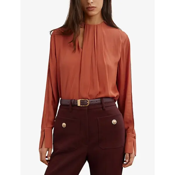 REISS Marta Drape-detail Woven Blouse
