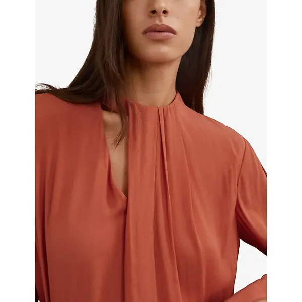 REISS Marta Drape-detail Woven Blouse