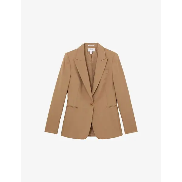 REISS Single-breasted Stretch-woven Blazer - Camel