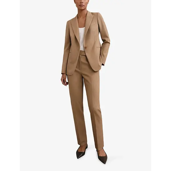 REISS Single-breasted Stretch-woven Blazer - Camel