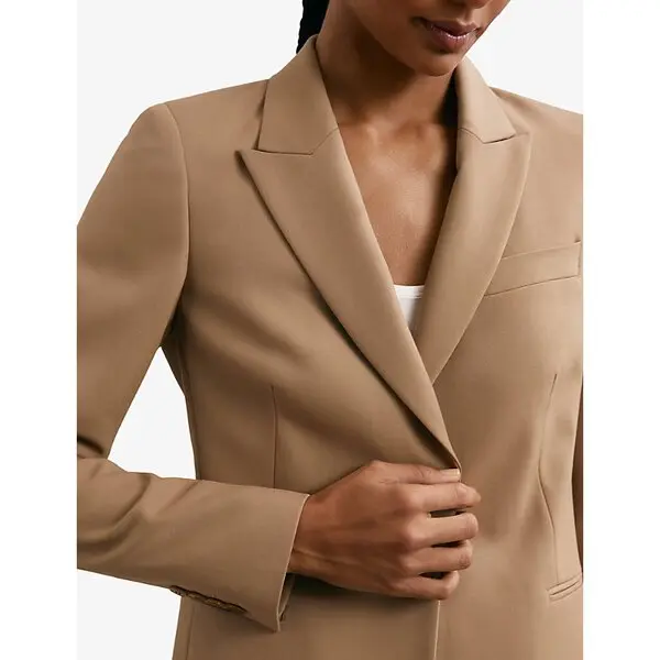 REISS Single-breasted Stretch-woven Blazer - Camel