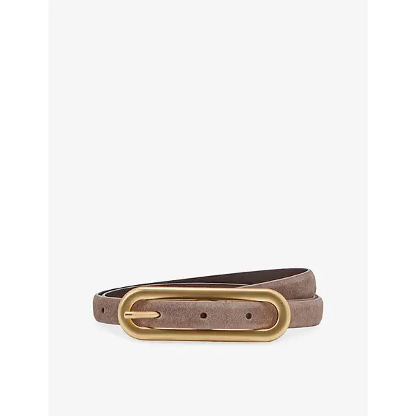 REISS Suede Buckle Belt - Taupe
