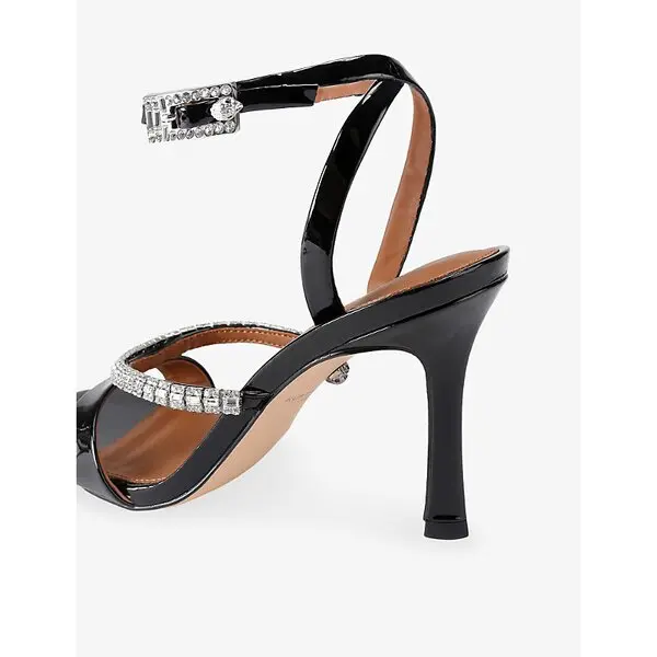 Kurt Geiger Crystal-embellished Patent-leather Heeled Sandals - Black