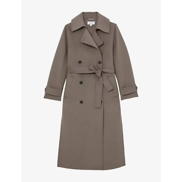 REISS Luna Double-breasted Wool-blend Coat