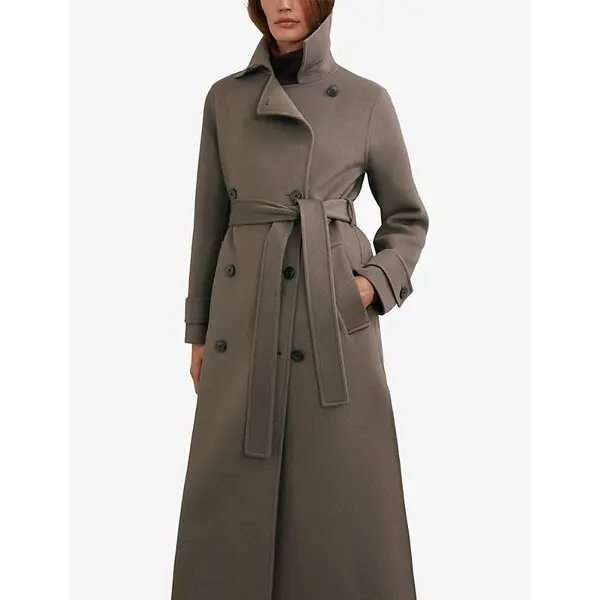 REISS Luna Double-breasted Wool-blend Coat