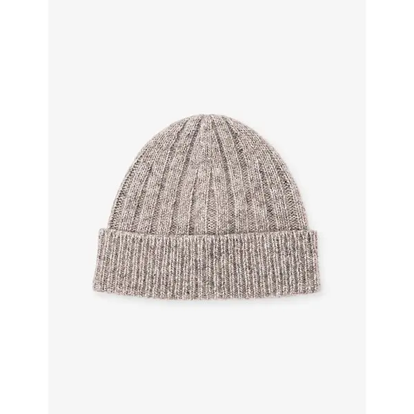 REISS Ribbed Wool-blend Beanie - Oatmeal Melange