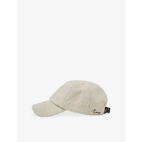 REISS Herringbone Woven Cap - Oatmeal