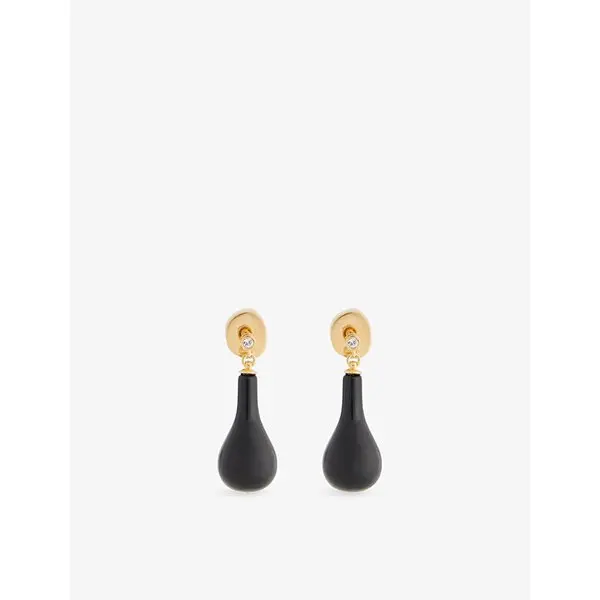 TOTEME Onyx Drop 24ct Yellow-gold Plated Brass Earrings - Black/gold