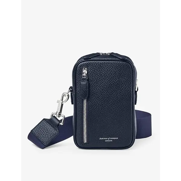 ASPINAL OF LONDON Pebbled-leather Cross-body Bag - Navy