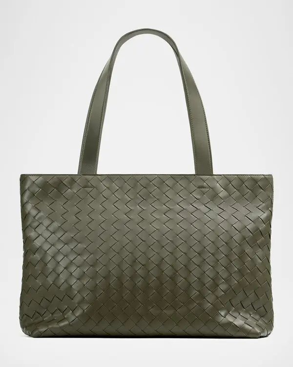 Bottega Veneta Intrecciato Leather Zipped Tote Bag - Crocodile-
