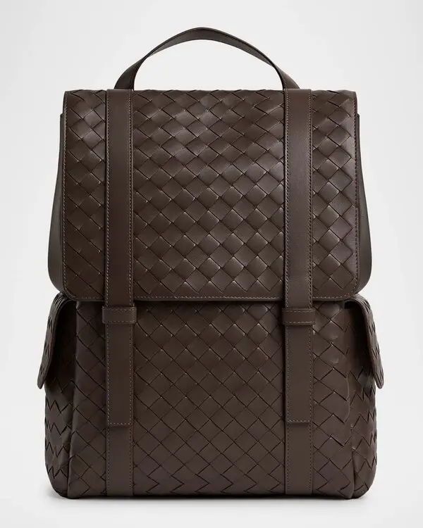 Bottega Veneta Intrecciato Leather Backpack - Dark Milk